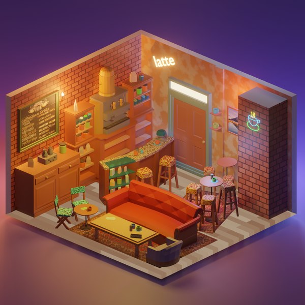 modelo 3d Sala de Cafe - TurboSquid 1665576