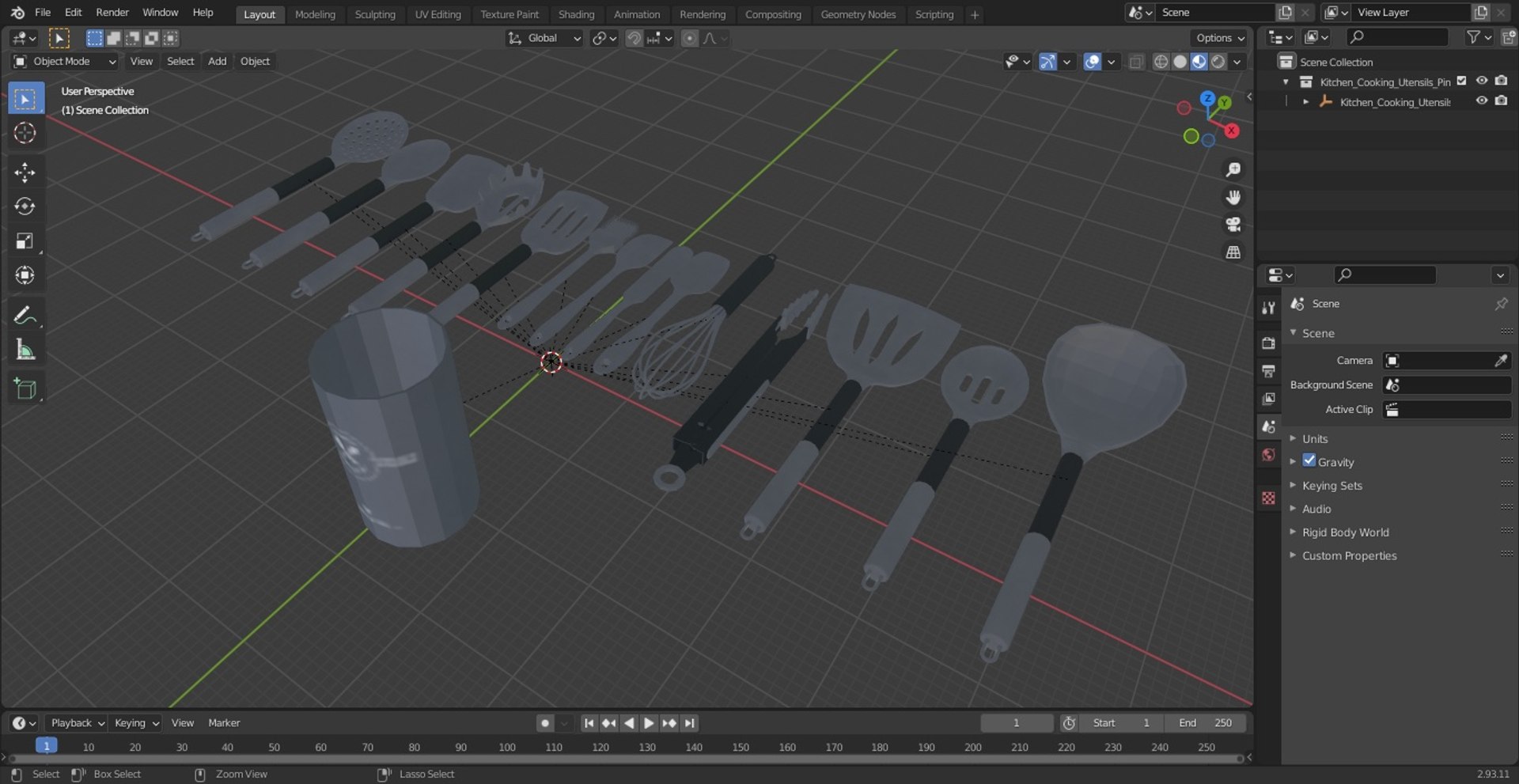 Kitchen Cooking Utensils Pink Gold 3D Model - TurboSquid 2003441