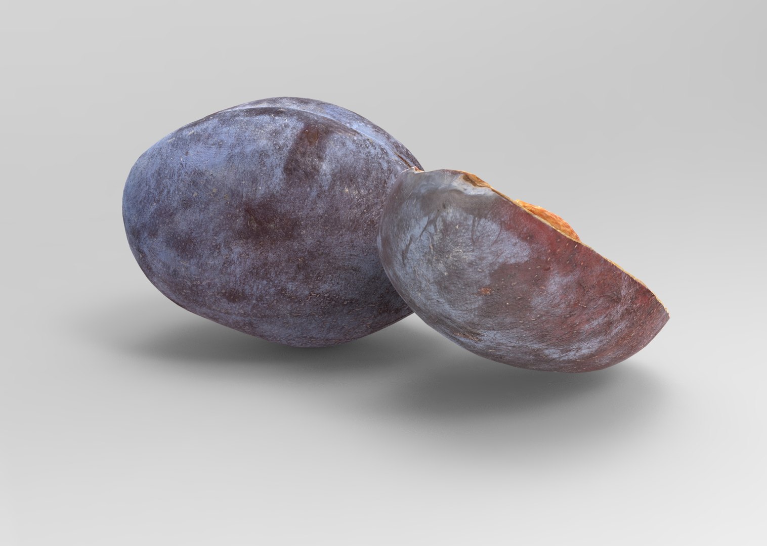 3D A Plum And Half A Pitted Plum Model - TurboSquid 1986309