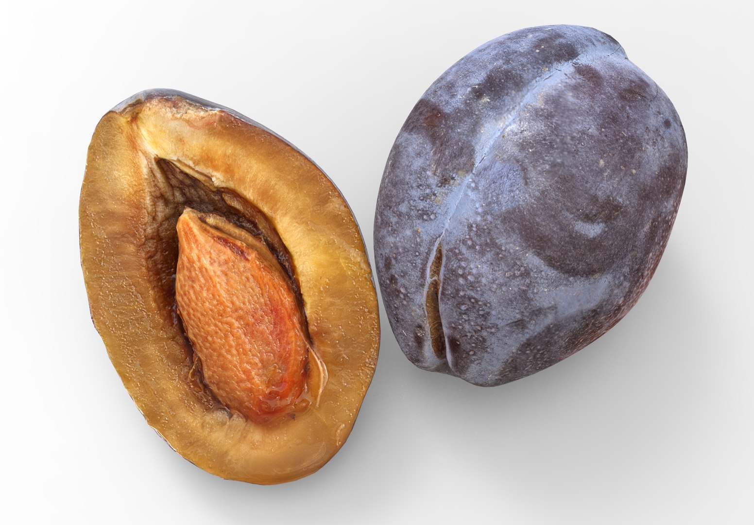 3D A Plum And Half A Pitted Plum Model - TurboSquid 1986309