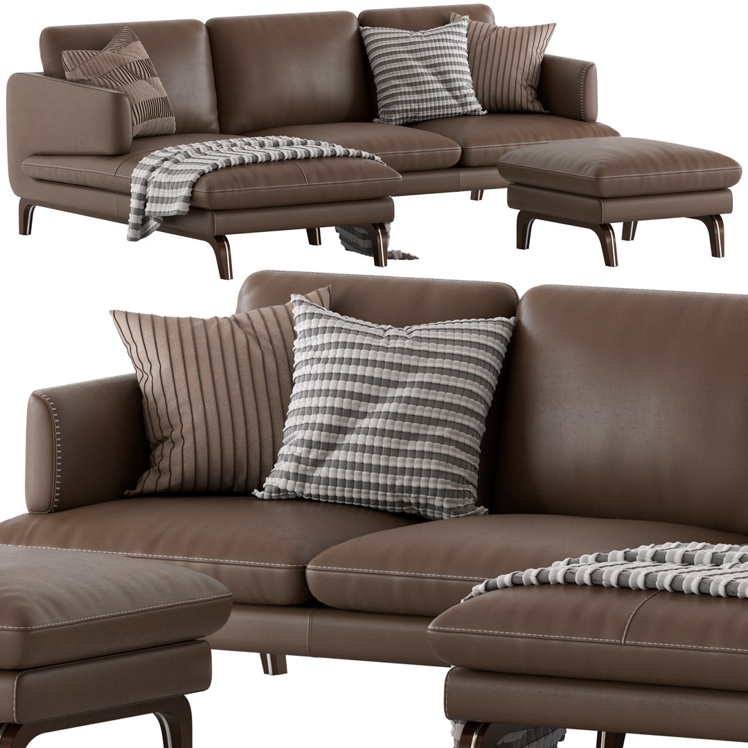 MaxDivani Esprit Corner Sofa And Ottoman 3D - TurboSquid 2176632