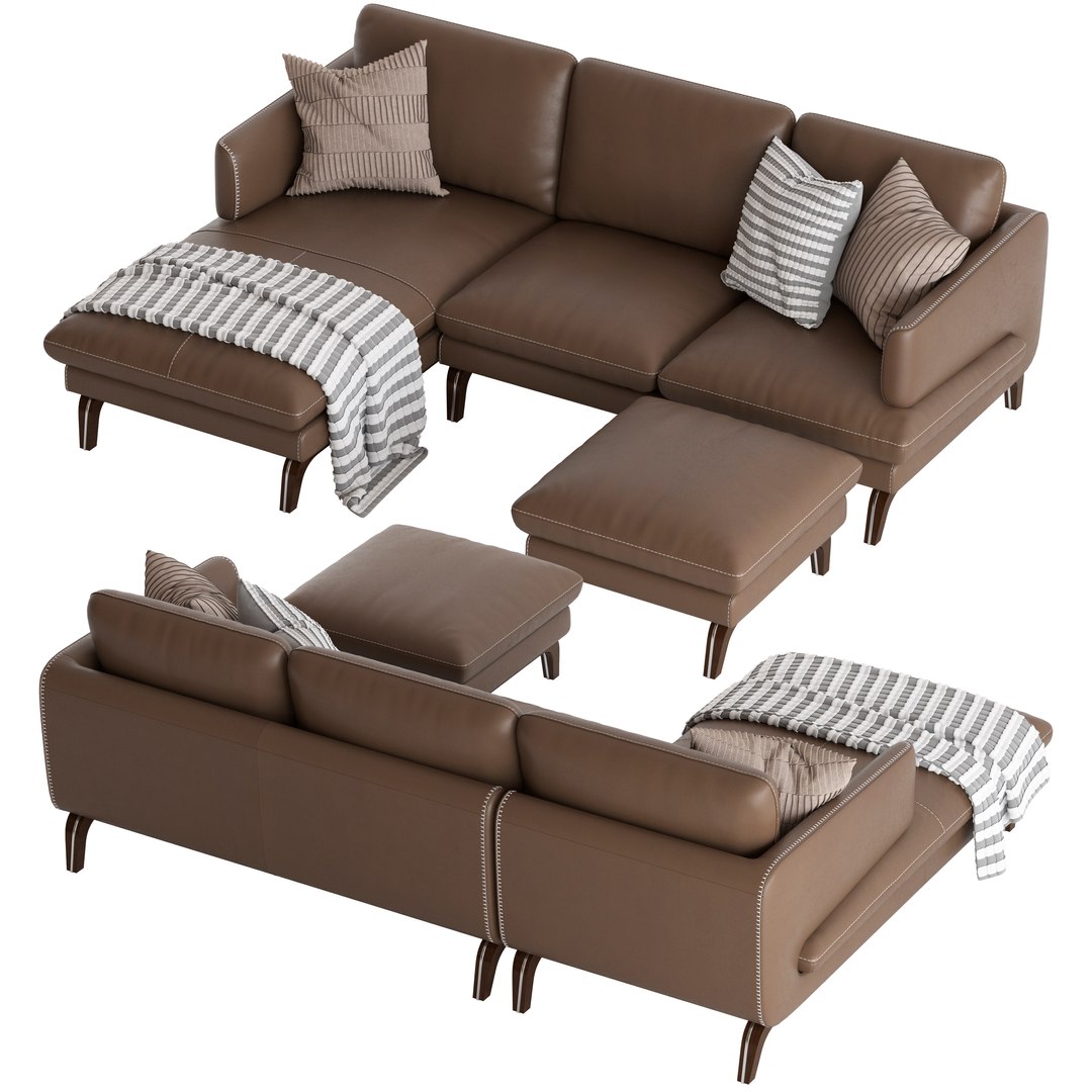 MaxDivani Esprit Corner Sofa and Ottoman 3D - TurboSquid 2176632