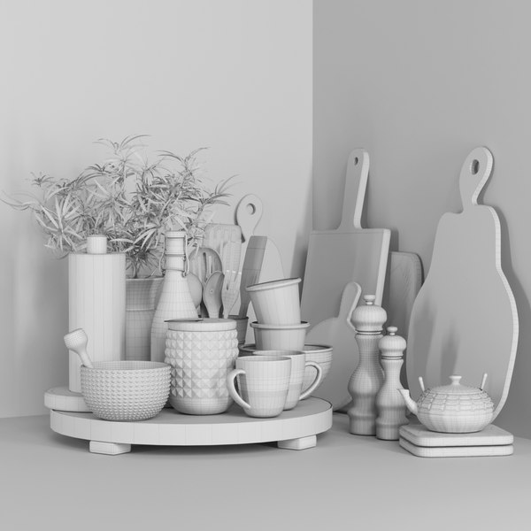 3D A set of dishes and cutlery - TurboSquid 1824940