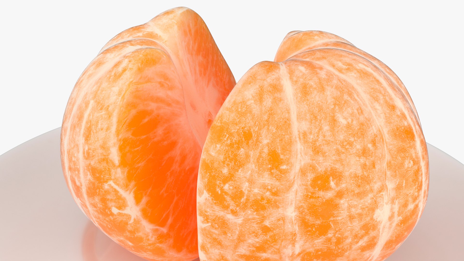 Peeled Tangerine Fruit Split in Half on White Plate 3D - TurboSquid 2115193