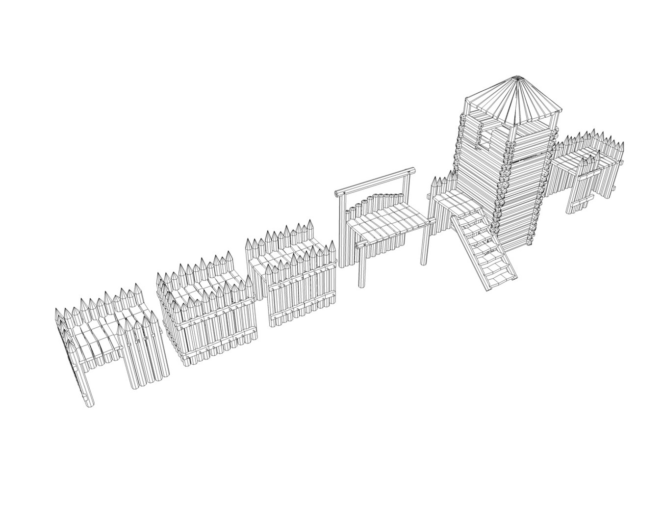 Wooden Palisade Kit 3D Model - TurboSquid 1342631