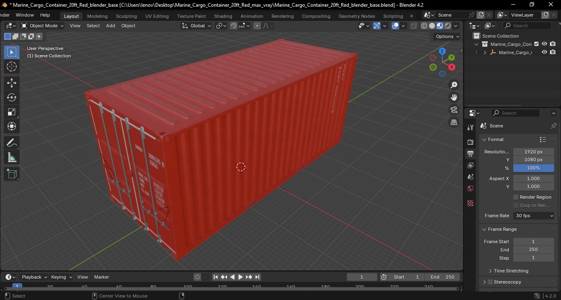 Marine Cargo Container 20ft Red 3D - TurboSquid 2406408