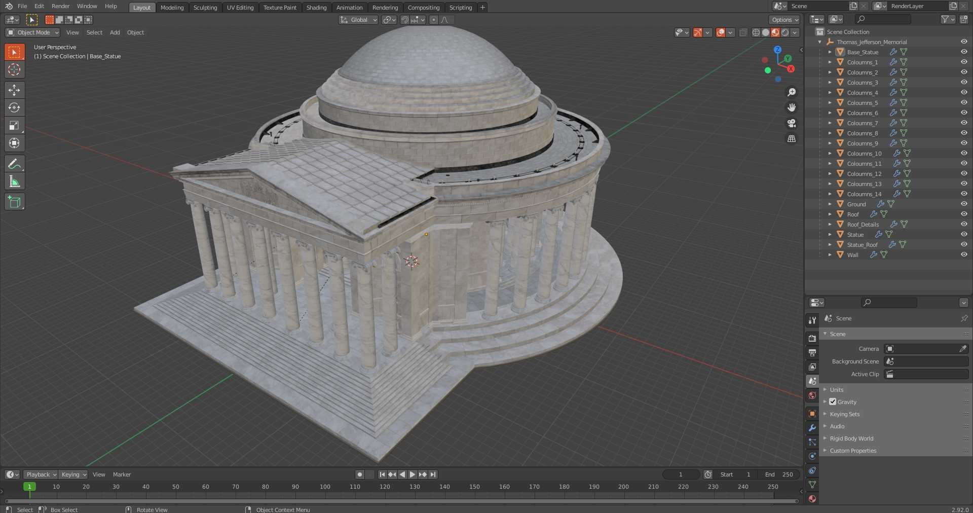 3D Thomas Jefferson Memorial Model - TurboSquid 2277396