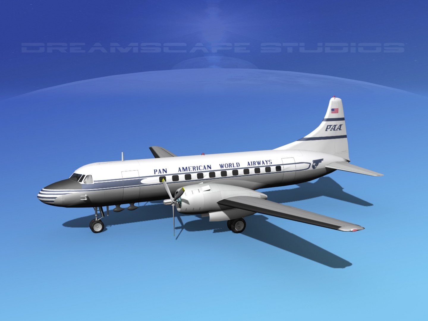 3d Model Propellers Convair 340 Airlines
