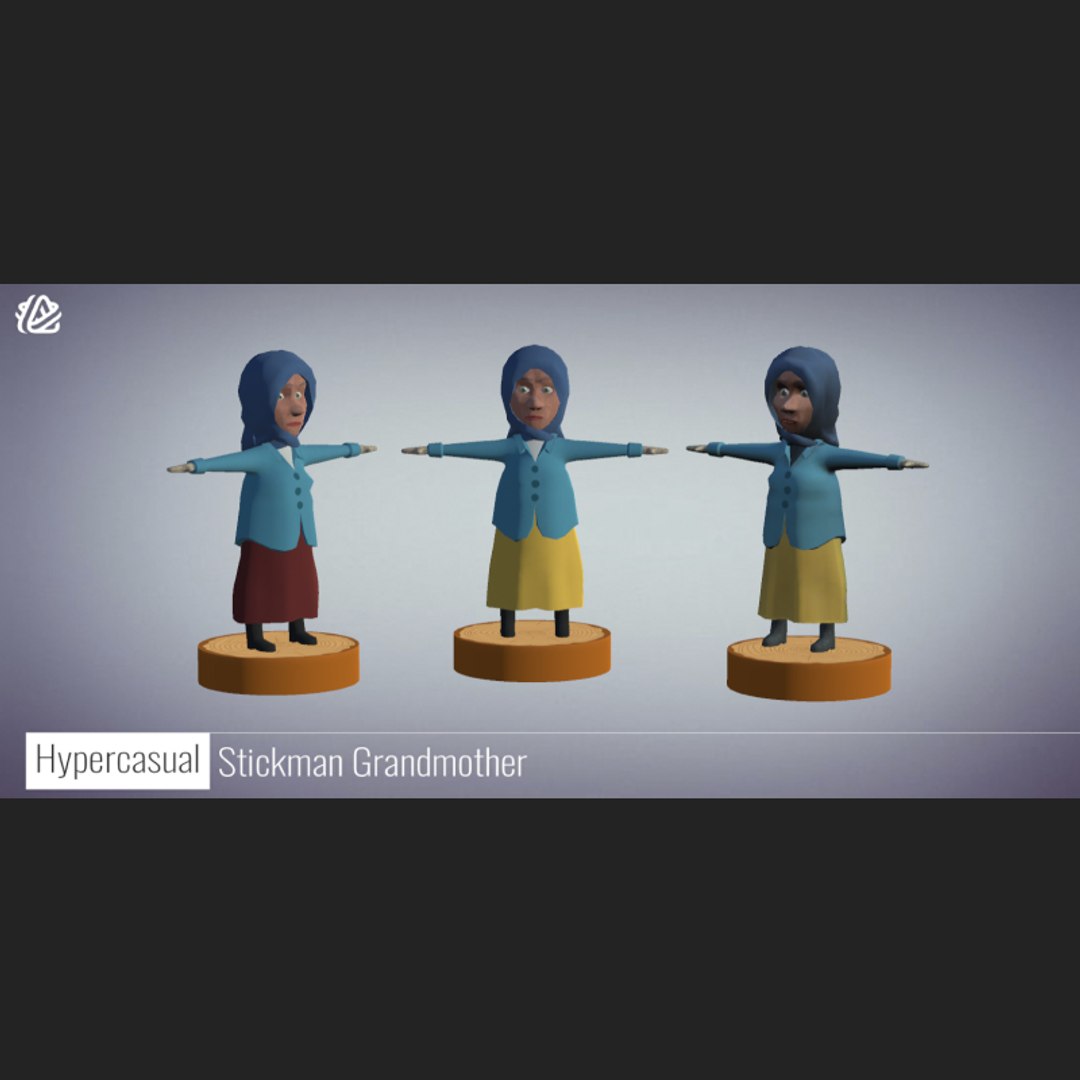 3D Grandmother character 3D - low poly old woman model - TurboSquid 1984478