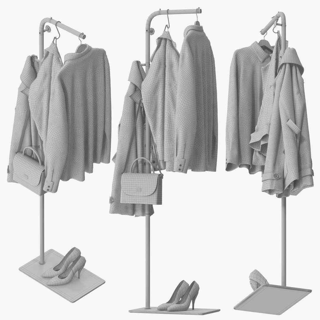 EMIAH Metal Freestanding Coat Rack 3D Model - TurboSquid 1899160
