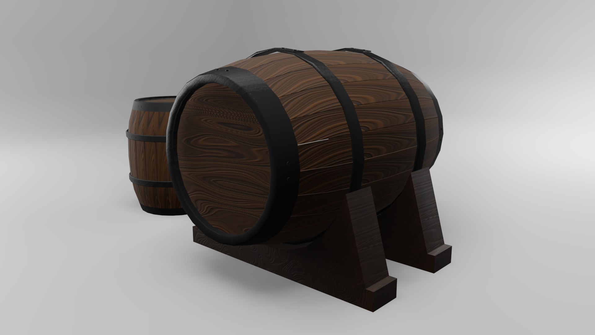 3D Model Low Poly Wooden Barrels - TurboSquid 2223218