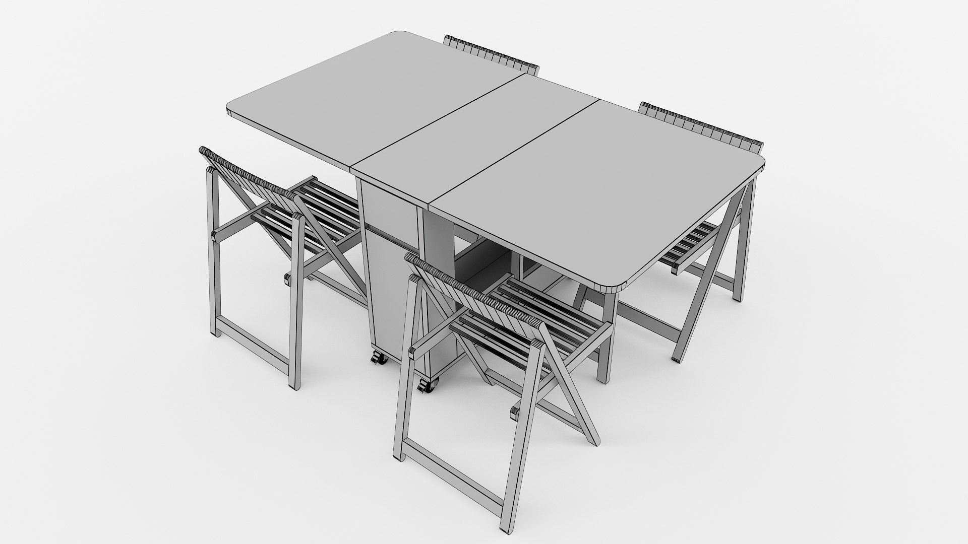 Extendable Dining Table Folding 3D Model - TurboSquid 1679006