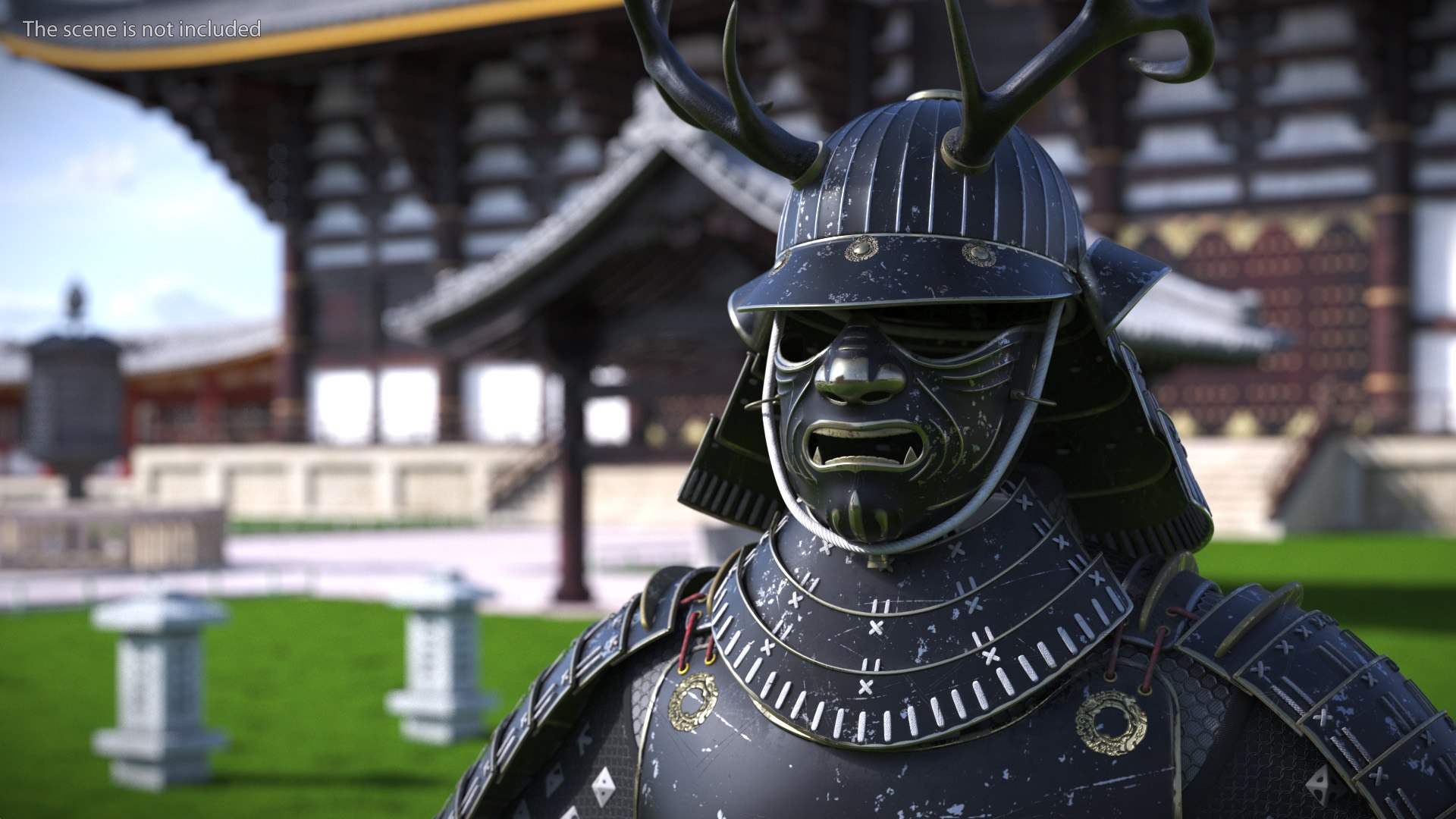 3D Samurai Kabuto Helmet With Antlers Black - TurboSquid 2493002