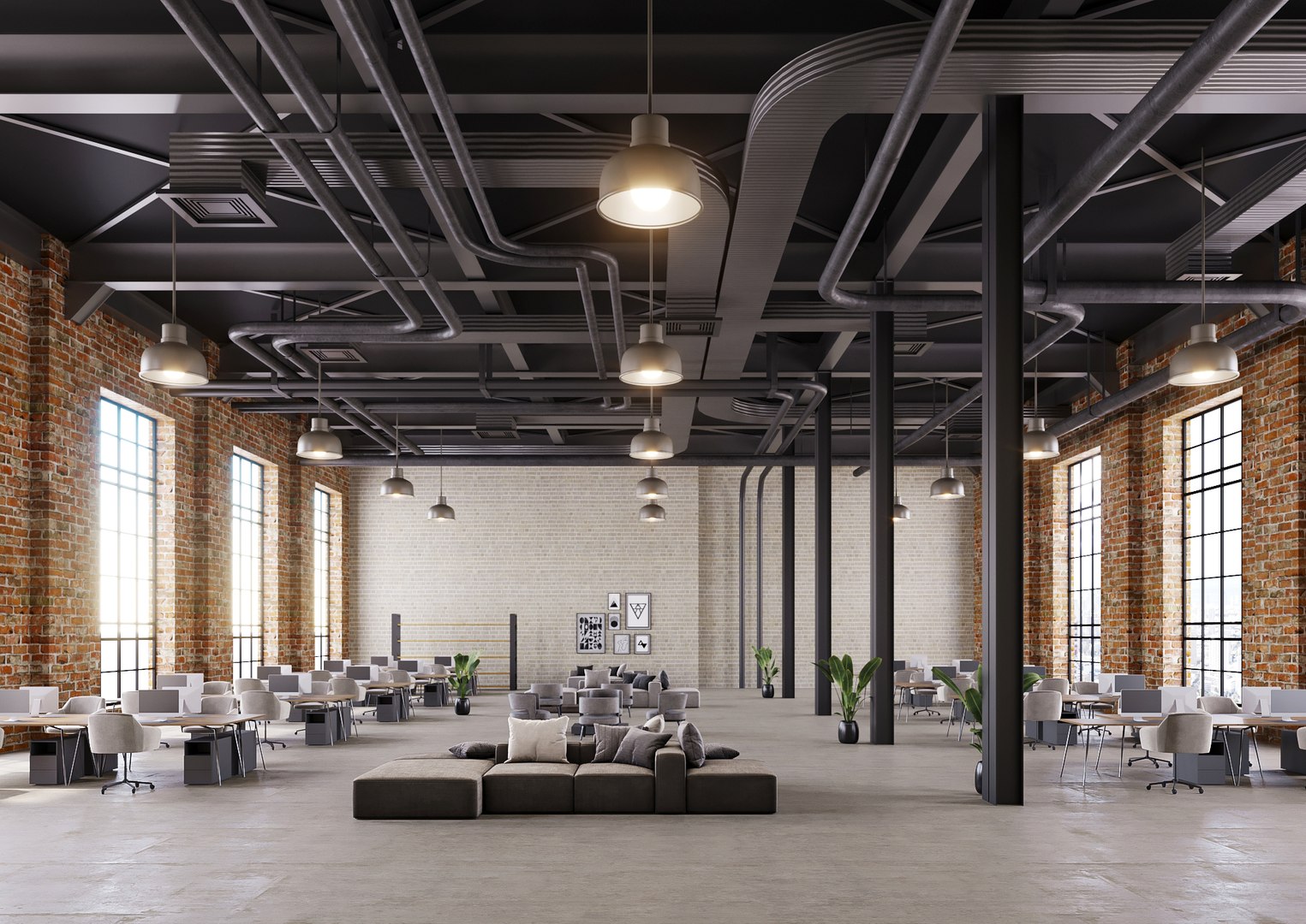 3D Interior Scene Loft Office 05 Model - TurboSquid 2139120