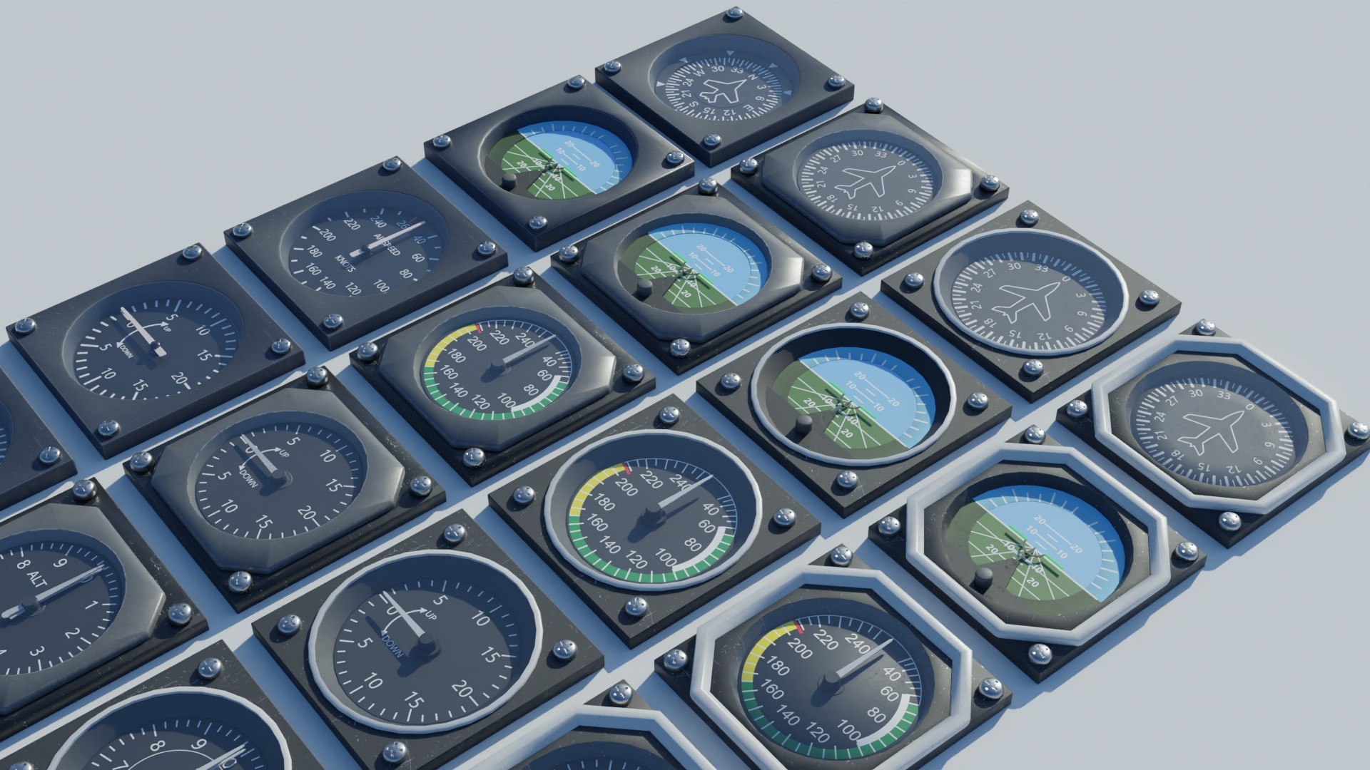 3D Model Airplane Instruments Pack Low-poly 3D Model - TurboSquid 2402054