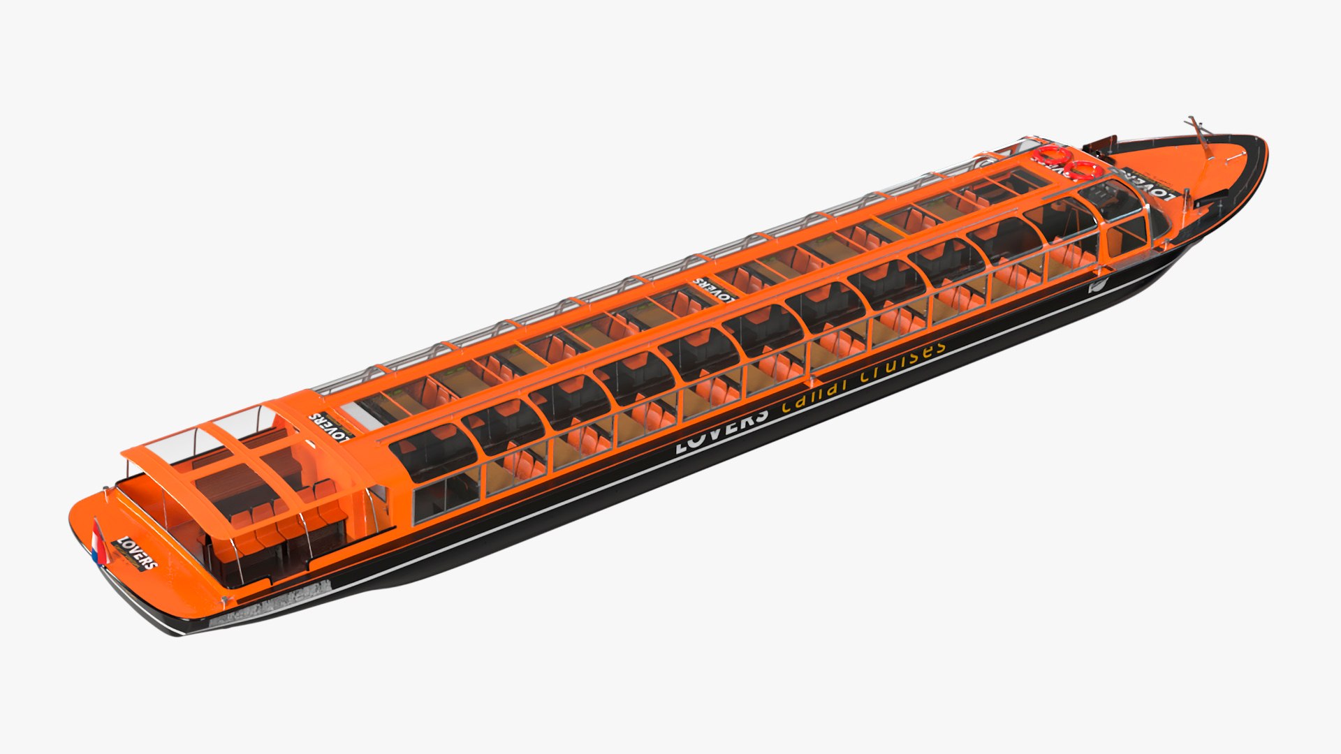 3D Amsterdam Canal Orange Cruise Boat Model - TurboSquid 2264168