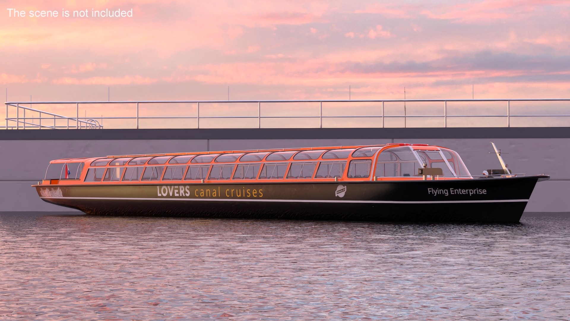 3D Amsterdam Canal Orange Cruise Boat Model - TurboSquid 2264168