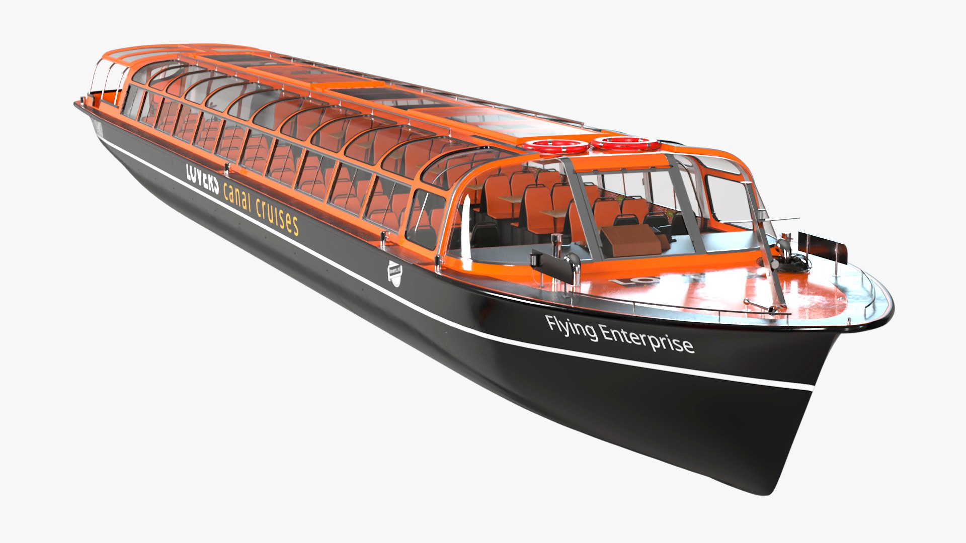 3D Amsterdam Canal Orange Cruise Boat Model - TurboSquid 2264168