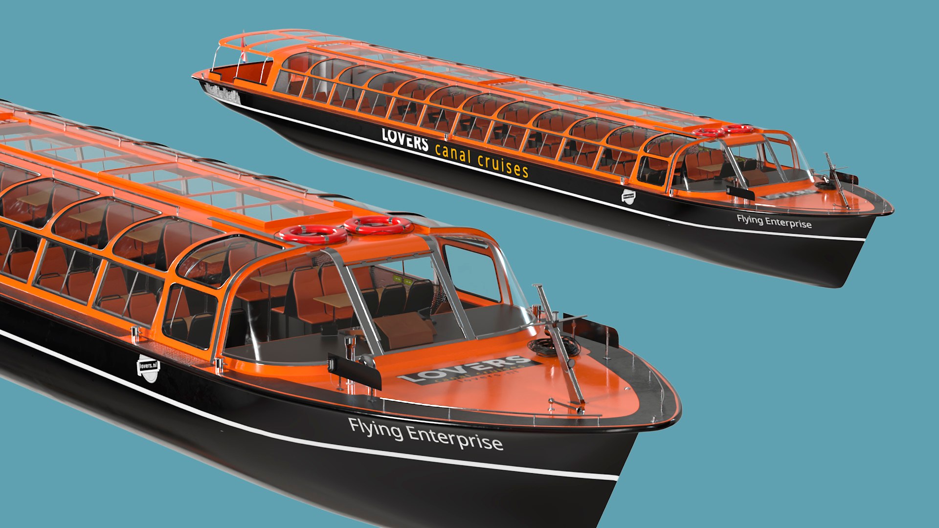 3D Amsterdam Canal Orange Cruise Boat Model - TurboSquid 2264168