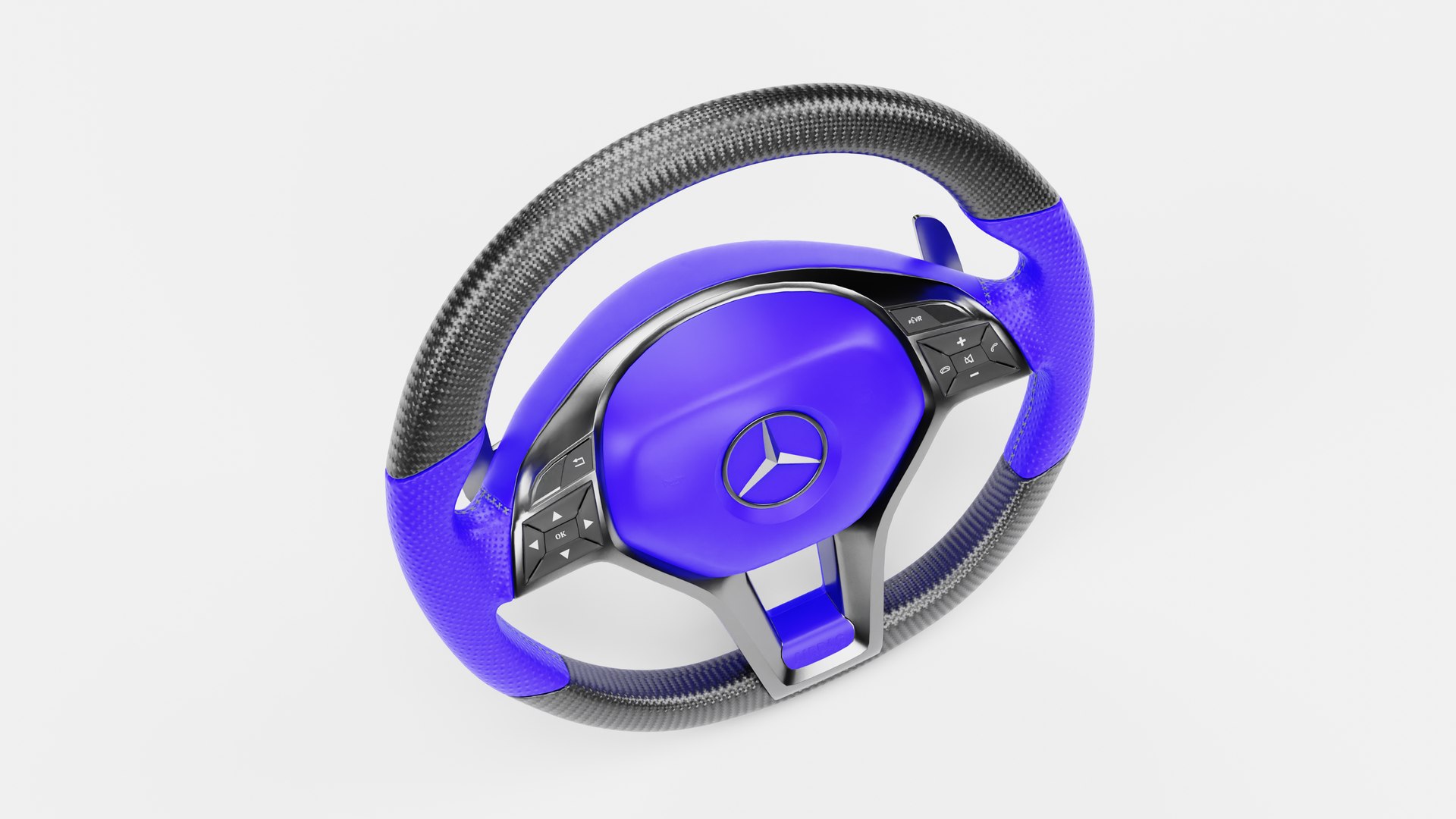 3D 3d Steering Wheel With Blue Cover Model - TurboSquid 2189407