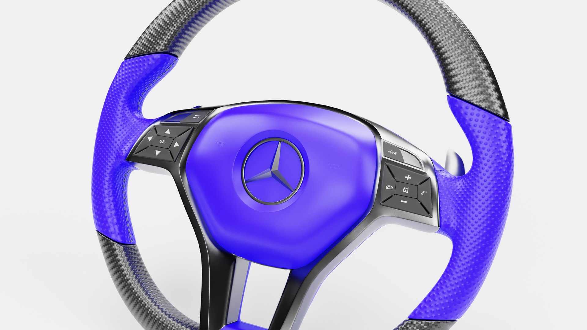 3D 3d Steering Wheel With Blue Cover Model - TurboSquid 2189407