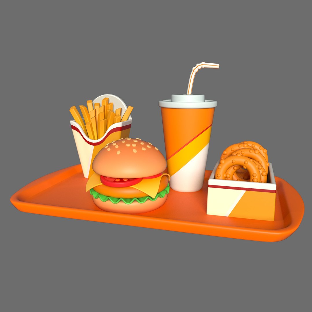 Chicken Burger Menu Collection 3D Model - TurboSquid 1975025