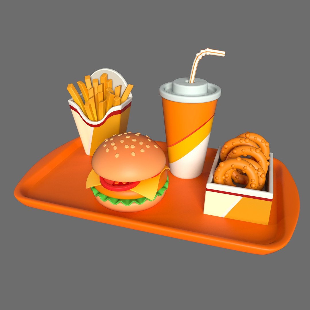 Chicken Burger Menu Collection 3D Model - TurboSquid 1975025