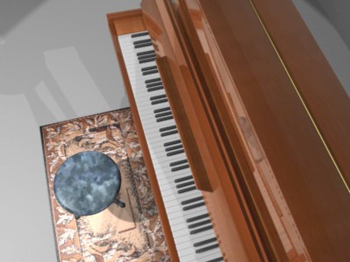 Piano Chair Carpet 3d Model