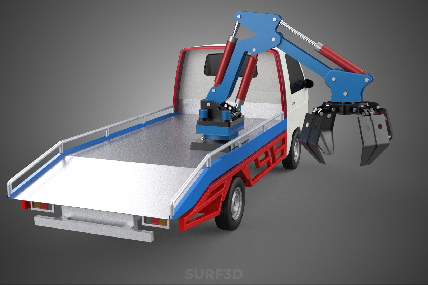 3D TRUCK PICK UP MOBILE CRANE HOIST LOAD LIFT GRABBER CLAW GRAPPLE ...