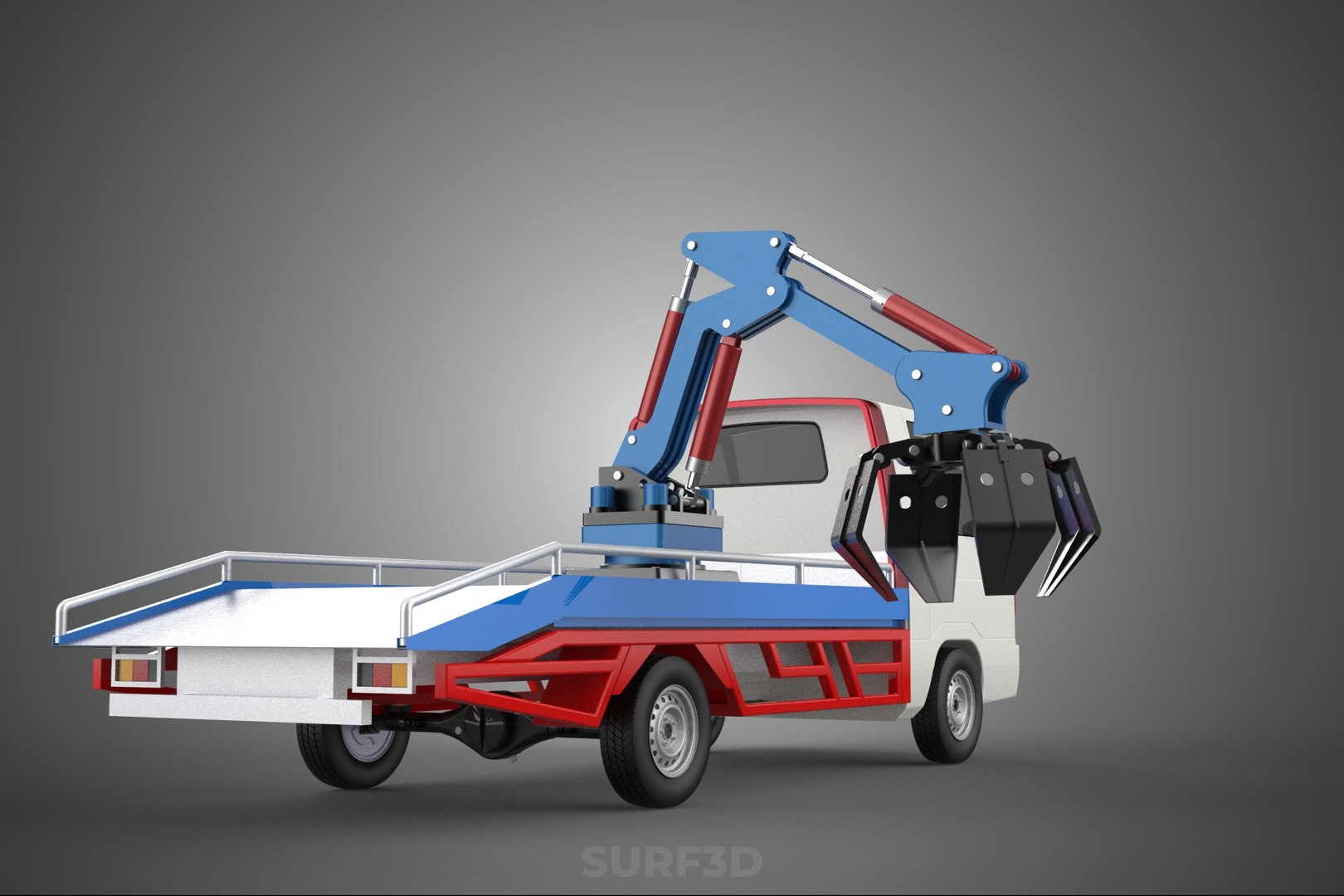 3D TRUCK PICK UP MOBILE CRANE HOIST LOAD LIFT GRABBER CLAW GRAPPLE ...