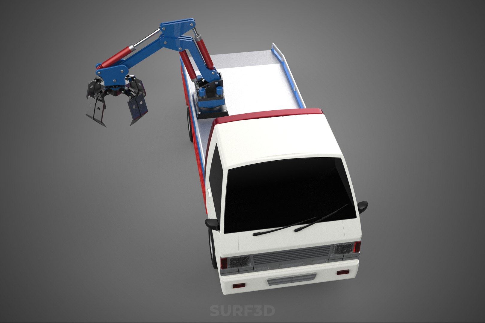 3D TRUCK PICK UP MOBILE CRANE HOIST LOAD LIFT GRABBER CLAW GRAPPLE ...