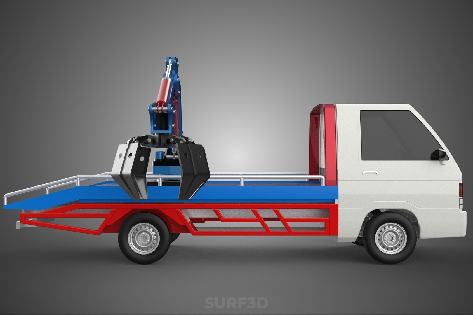 3D TRUCK PICK UP MOBILE CRANE HOIST LOAD LIFT GRABBER CLAW GRAPPLE ...