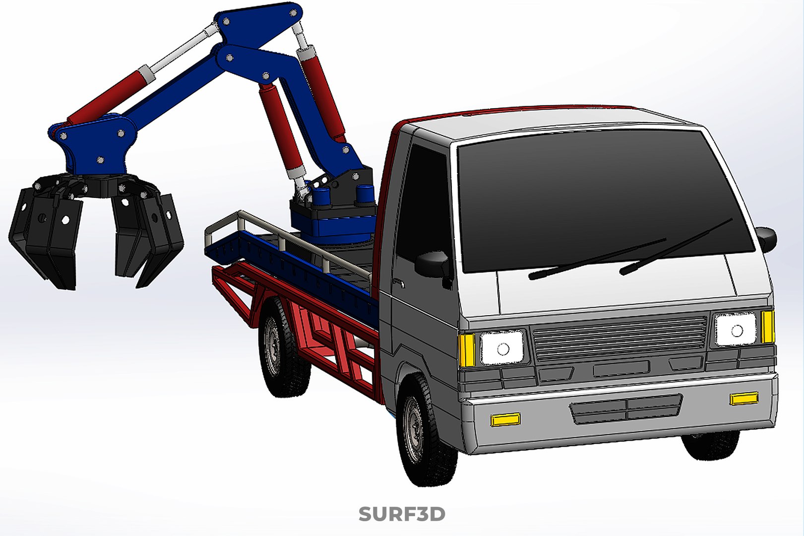 3D TRUCK PICK UP MOBILE CRANE HOIST LOAD LIFT GRABBER CLAW GRAPPLE ...