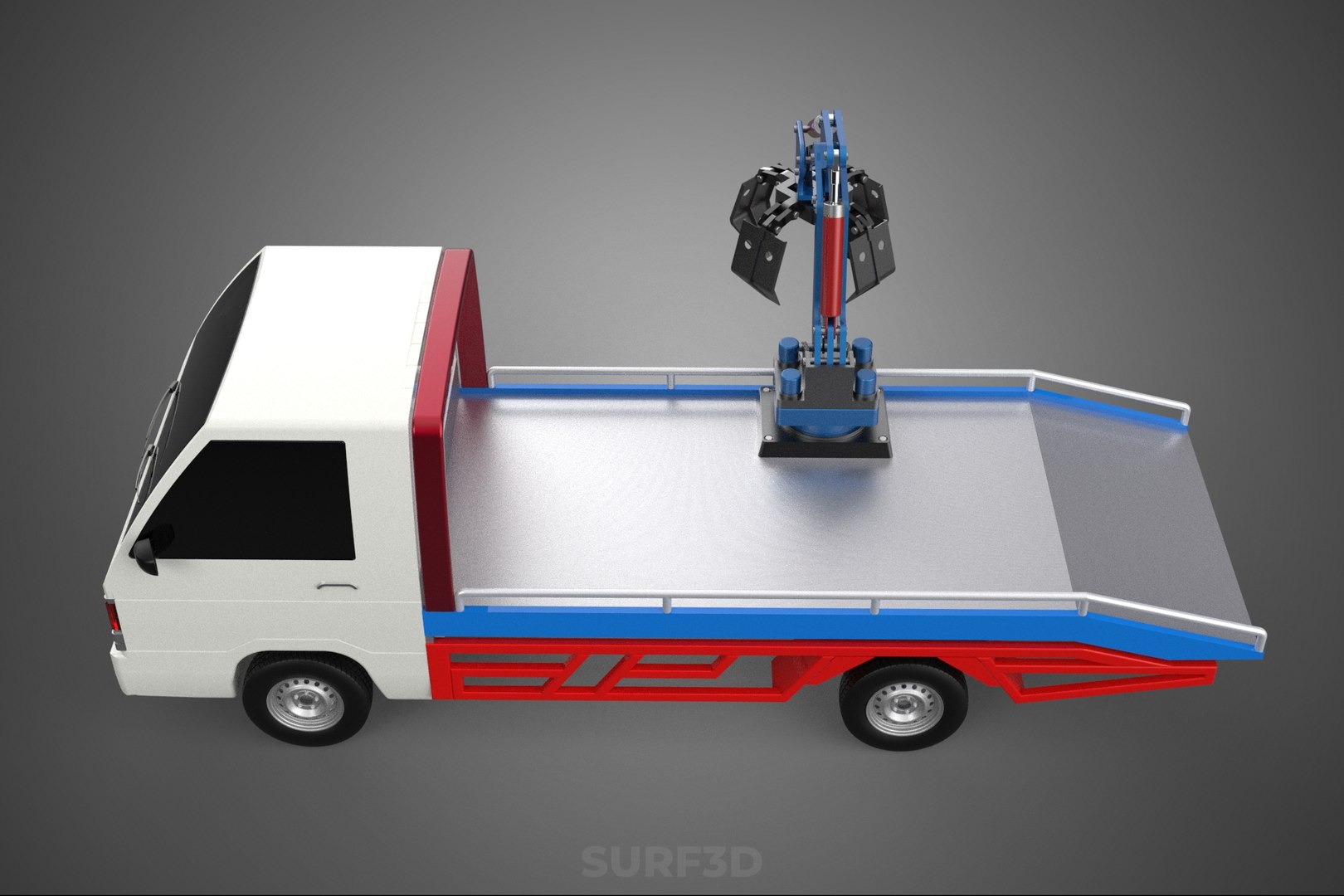 3D TRUCK PICK UP MOBILE CRANE HOIST LOAD LIFT GRABBER CLAW GRAPPLE ...