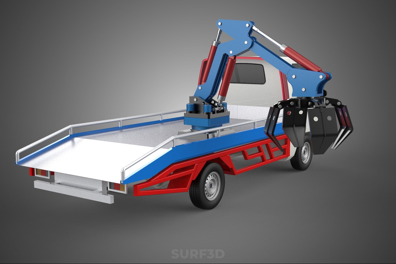 3D TRUCK PICK UP MOBILE CRANE HOIST LOAD LIFT GRABBER CLAW GRAPPLE ...