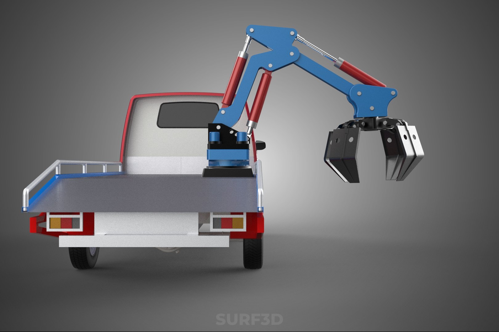 3D TRUCK PICK UP MOBILE CRANE HOIST LOAD LIFT GRABBER CLAW GRAPPLE ...