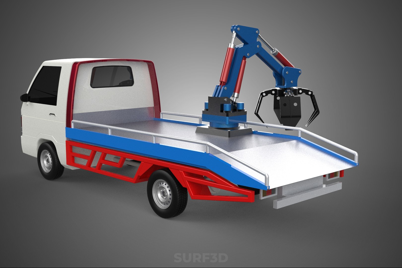 3D TRUCK PICK UP MOBILE CRANE HOIST LOAD LIFT GRABBER CLAW GRAPPLE ...