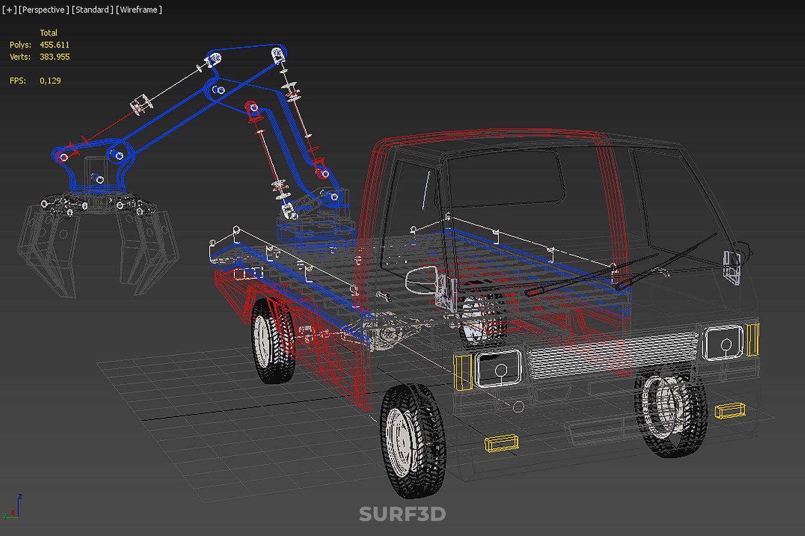 3D TRUCK PICK UP MOBILE CRANE HOIST LOAD LIFT GRABBER CLAW GRAPPLE ...