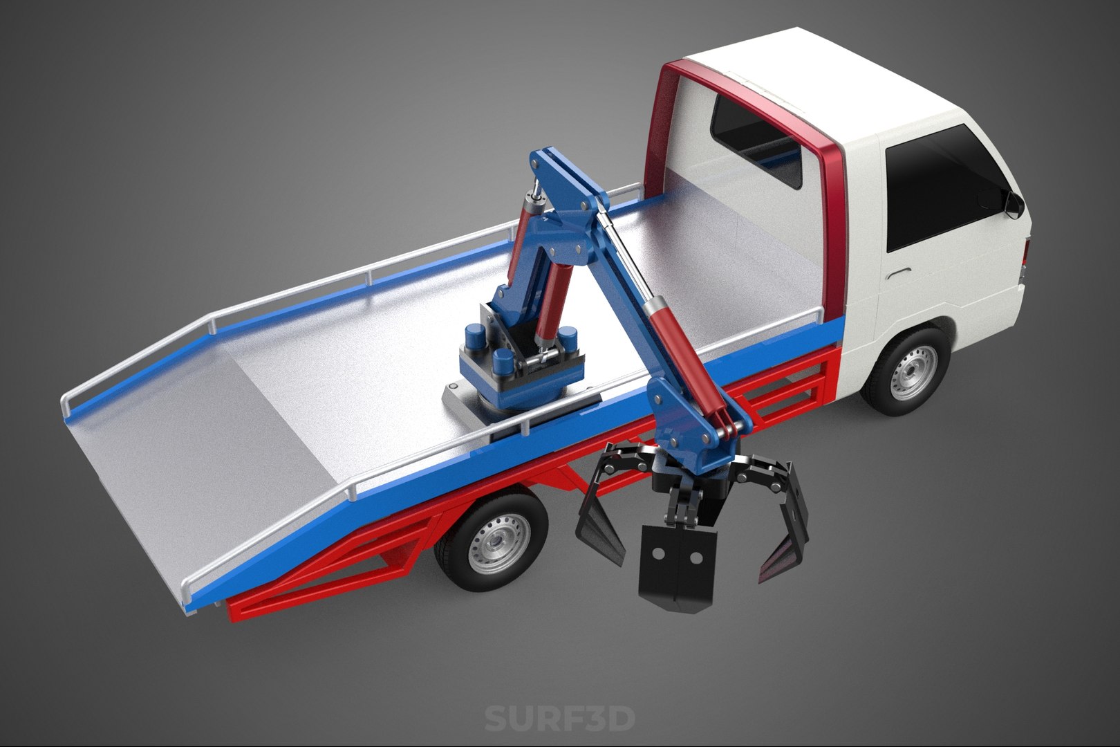 3D TRUCK PICK UP MOBILE CRANE HOIST LOAD LIFT GRABBER CLAW GRAPPLE ...