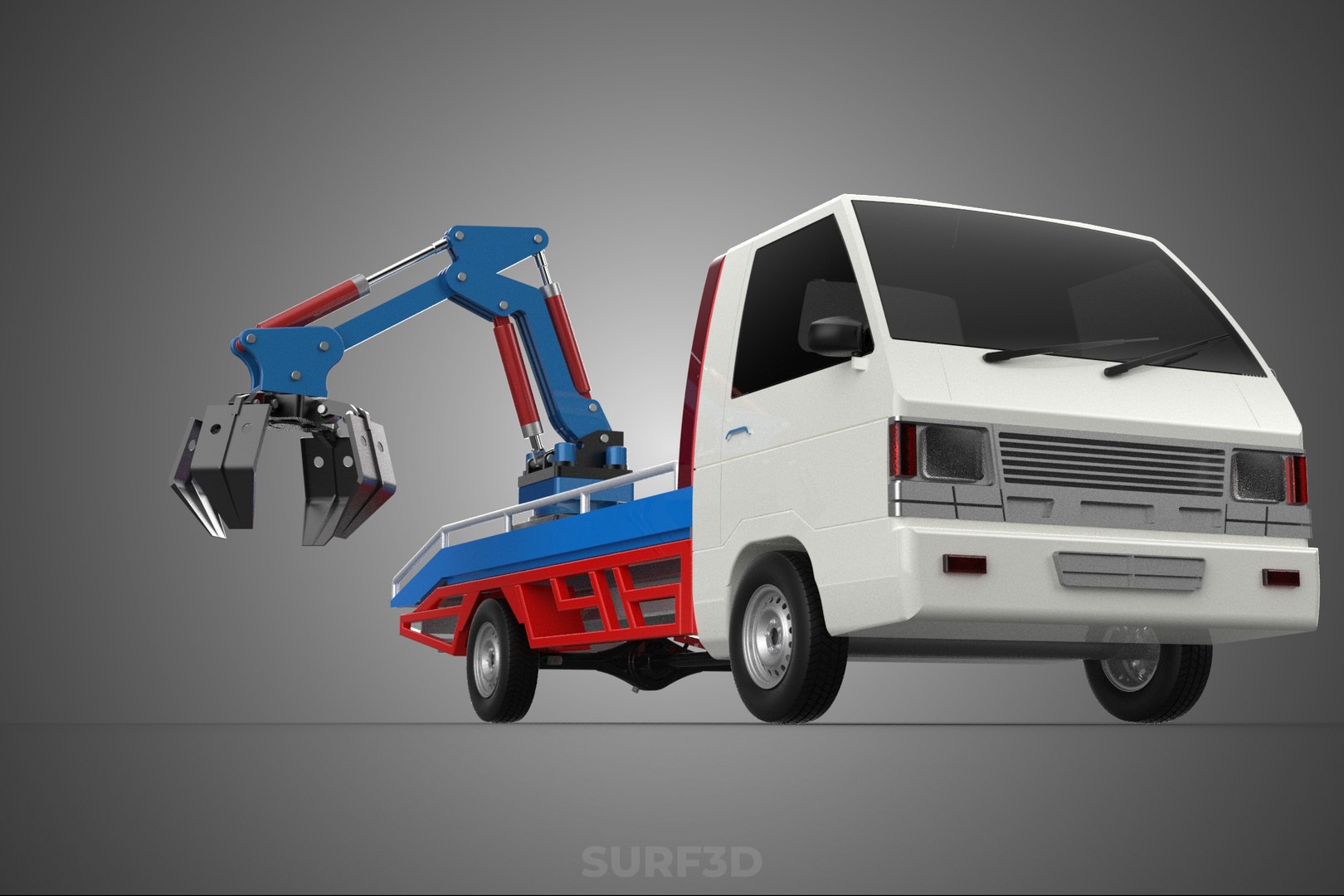 3D TRUCK PICK UP MOBILE CRANE HOIST LOAD LIFT GRABBER CLAW GRAPPLE ...