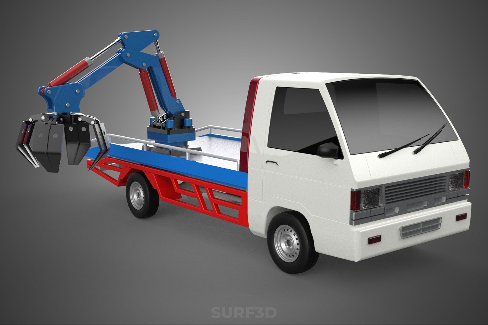 3D TRUCK PICK UP MOBILE CRANE HOIST LOAD LIFT GRABBER CLAW GRAPPLE ...