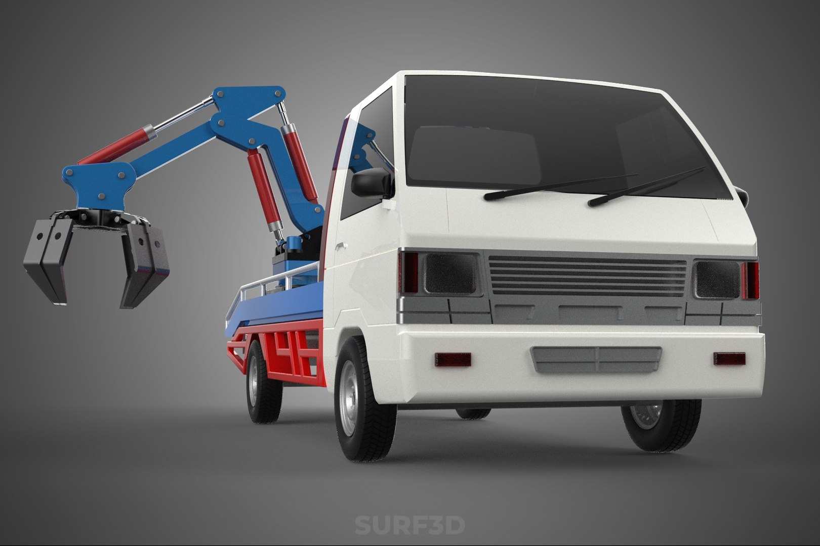 3D TRUCK PICK UP MOBILE CRANE HOIST LOAD LIFT GRABBER CLAW GRAPPLE ...