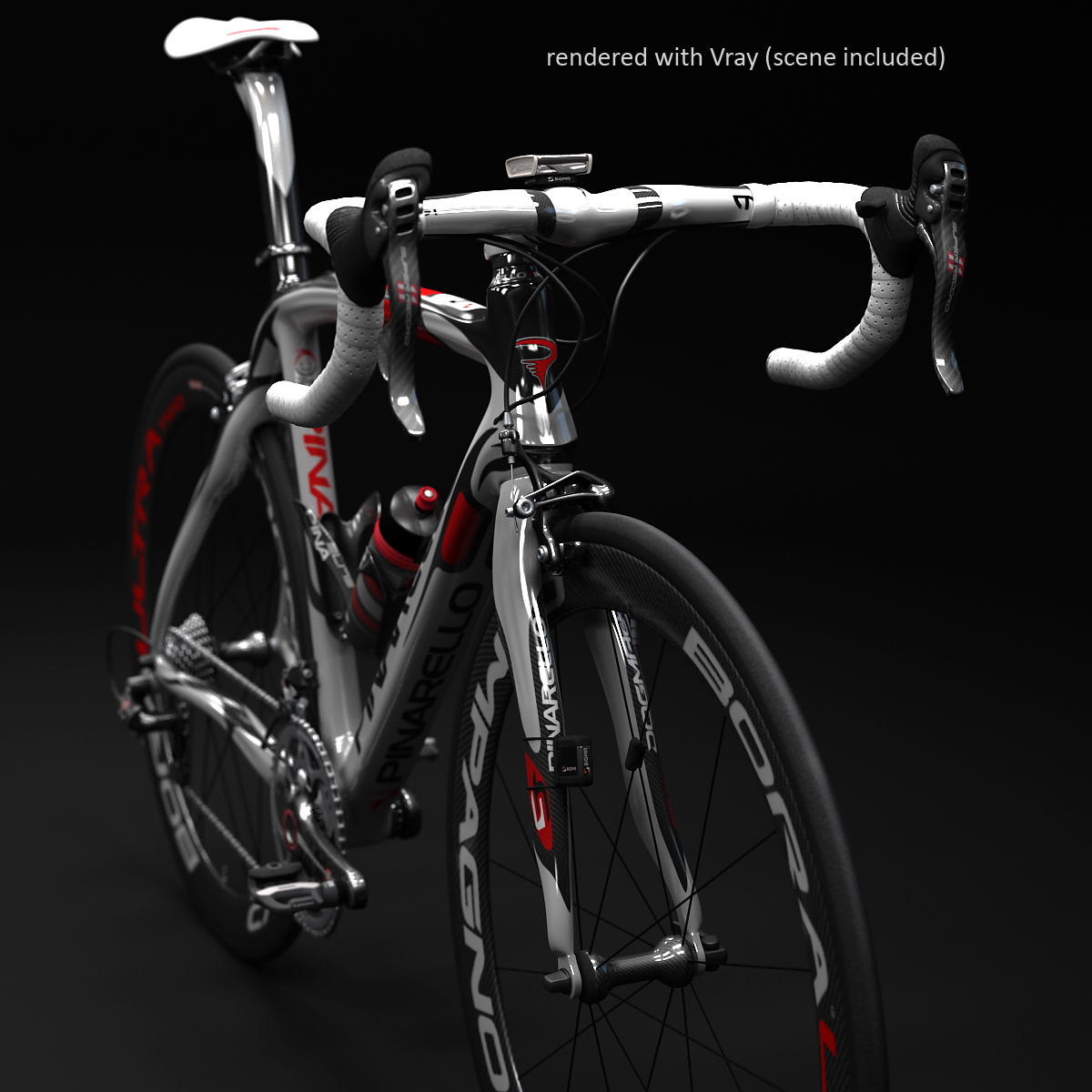pinarello road bike rigged 3d model
