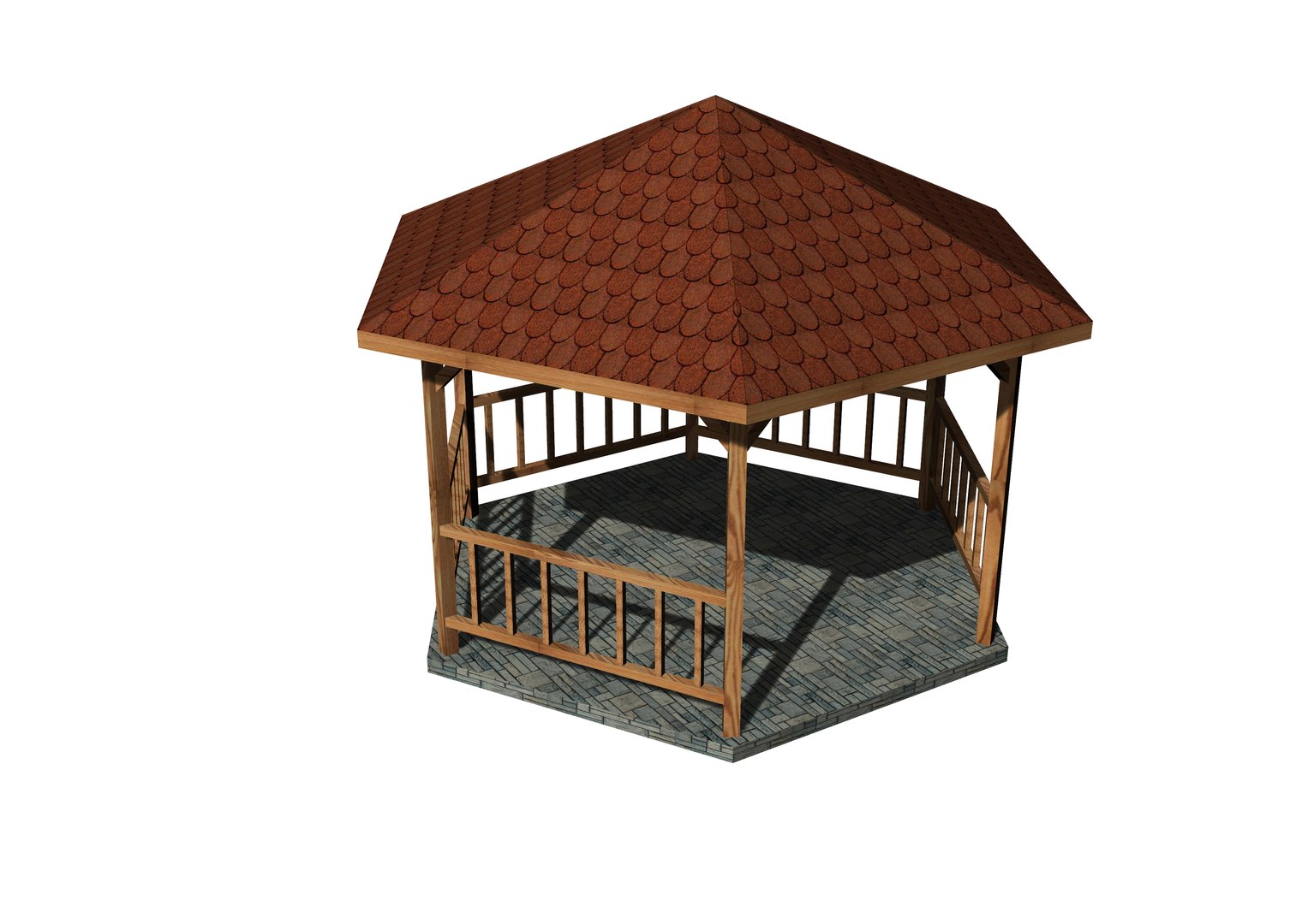 3D Wooden Gazebo Model - TurboSquid 1372226