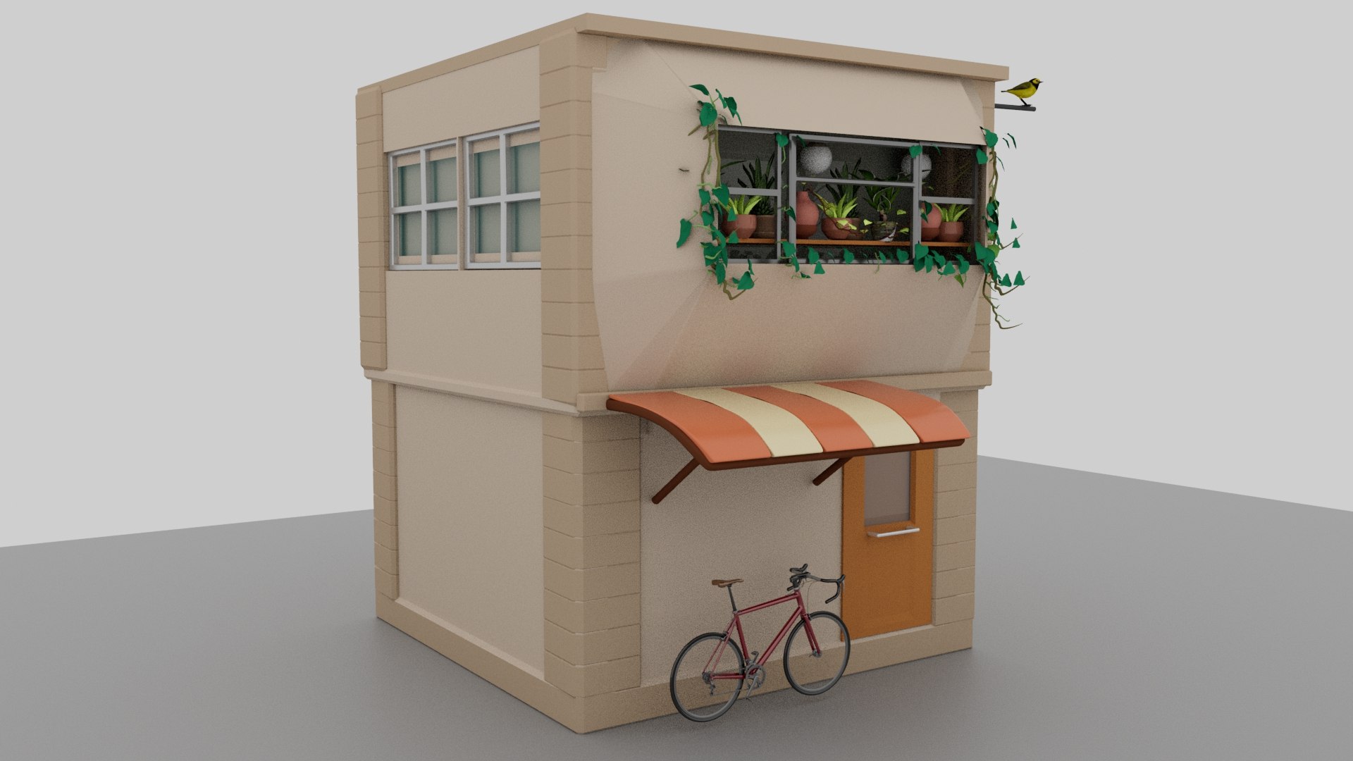 Cafe And Shop Building Model - TurboSquid 2252625