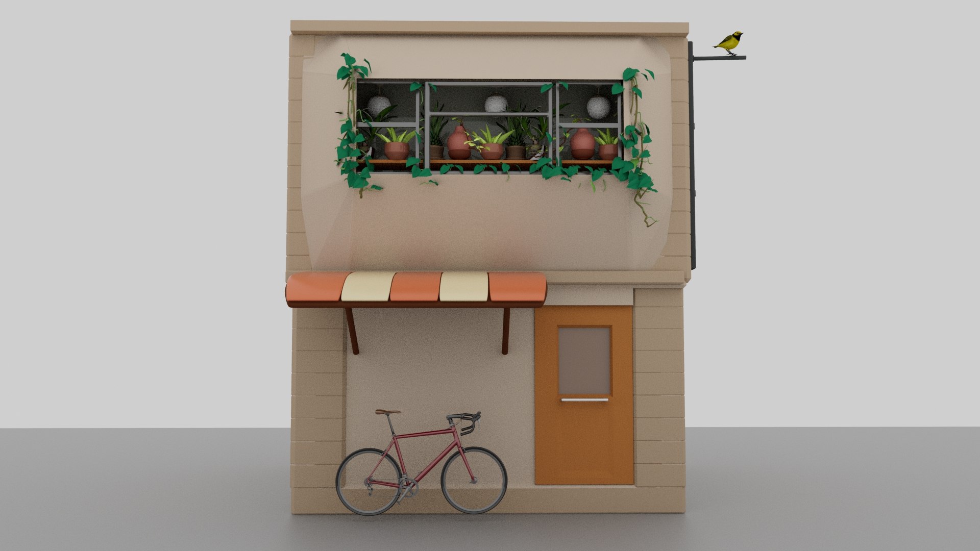 Cafe And Shop Building Model - TurboSquid 2252625