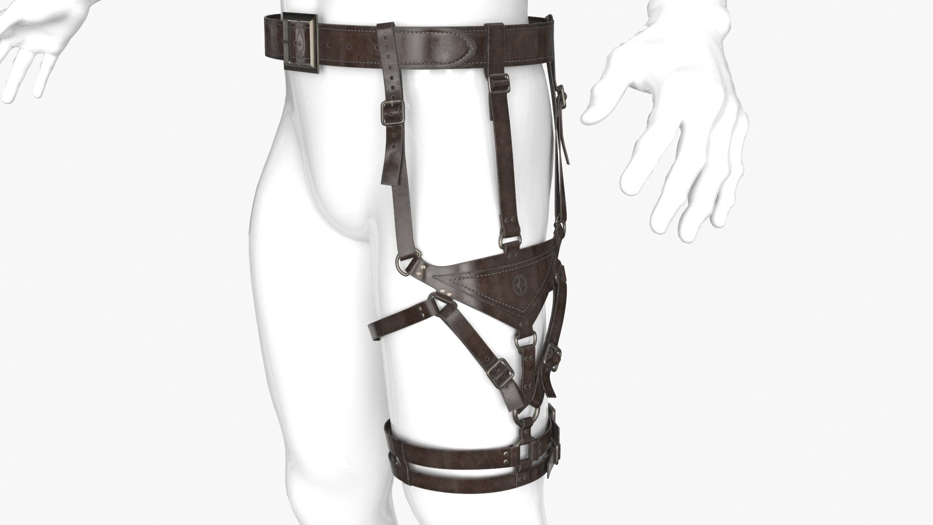 3D Leather Harness Leg Pouch Tactical Hunting 2 Colors - TurboSquid 2168127