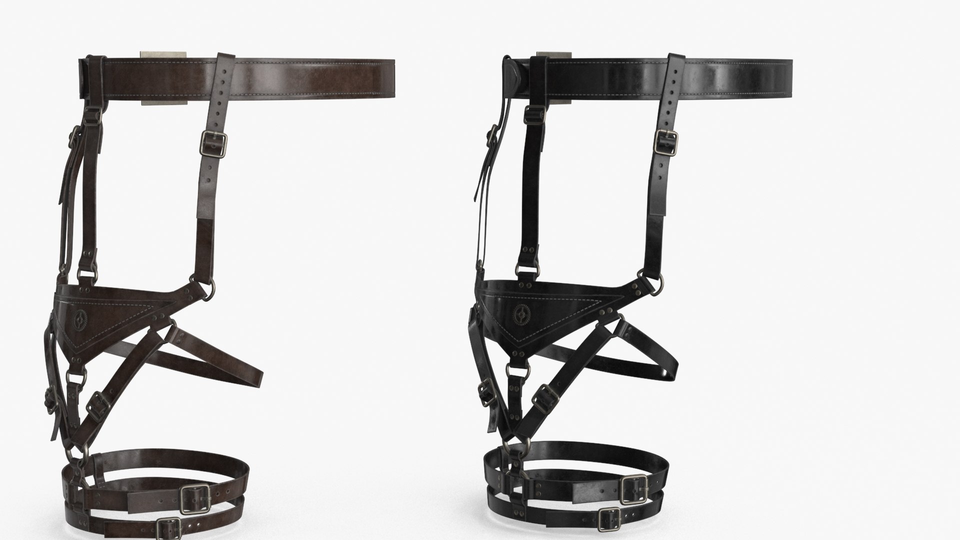 3D Leather Harness Leg Pouch Tactical Hunting 2 Colors - TurboSquid 2168127