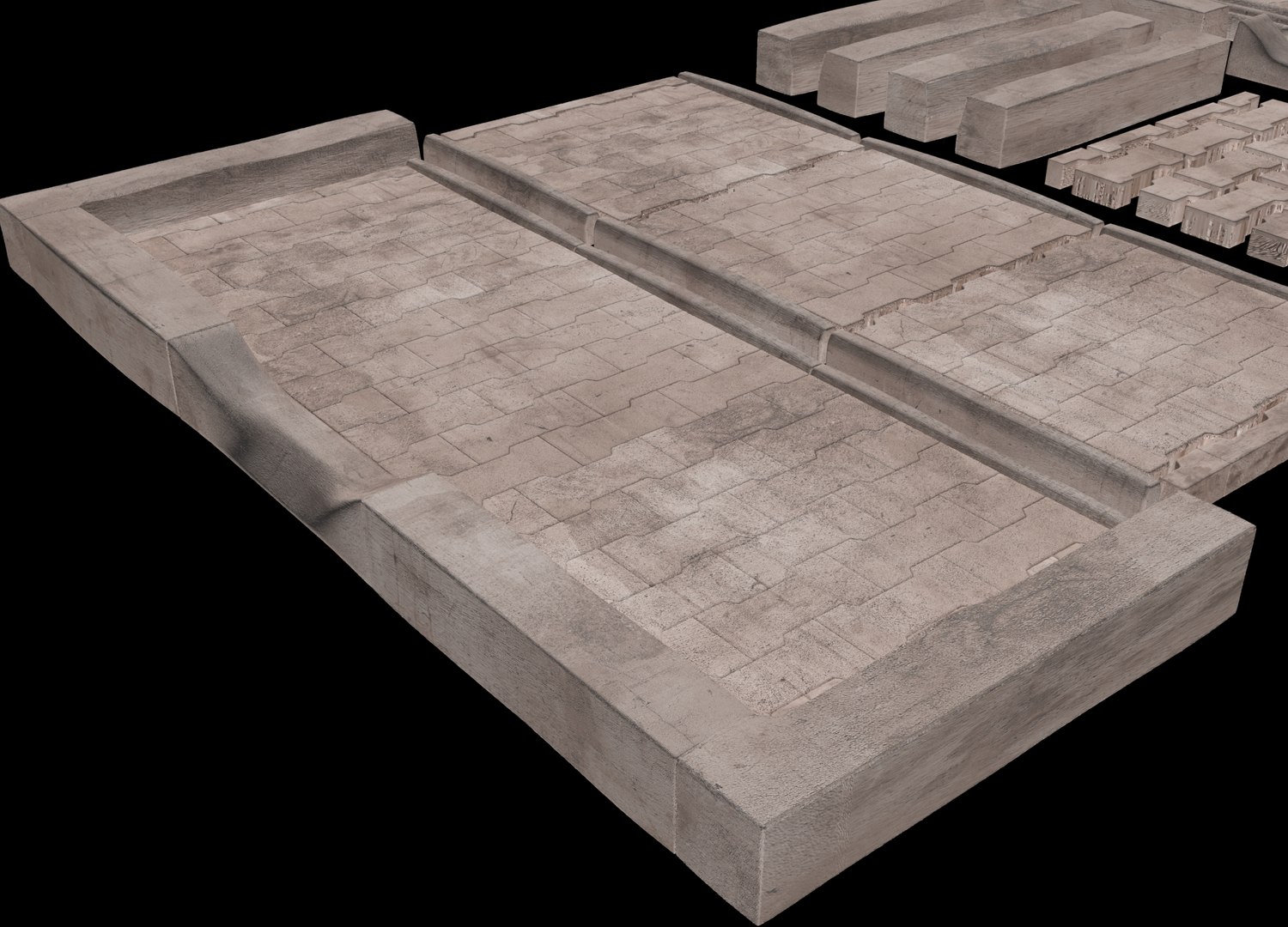 3D Set Modular Pavement Sett - TurboSquid 1318460