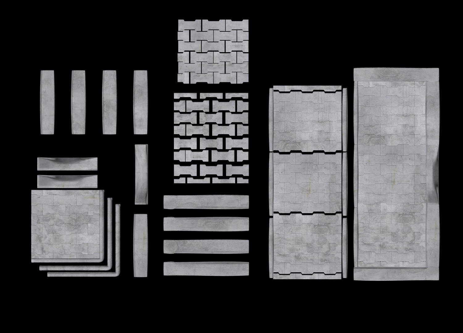 3D Set Modular Pavement Sett - TurboSquid 1318460